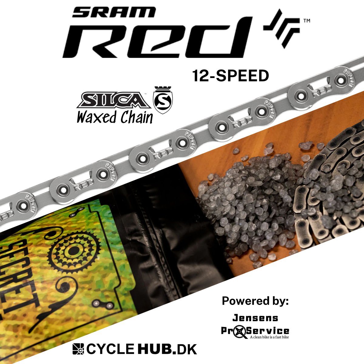 SRAM Red AXS E1 12-Speed Silca Waxed Silver Chain - SILCA - Cyclehub.dk