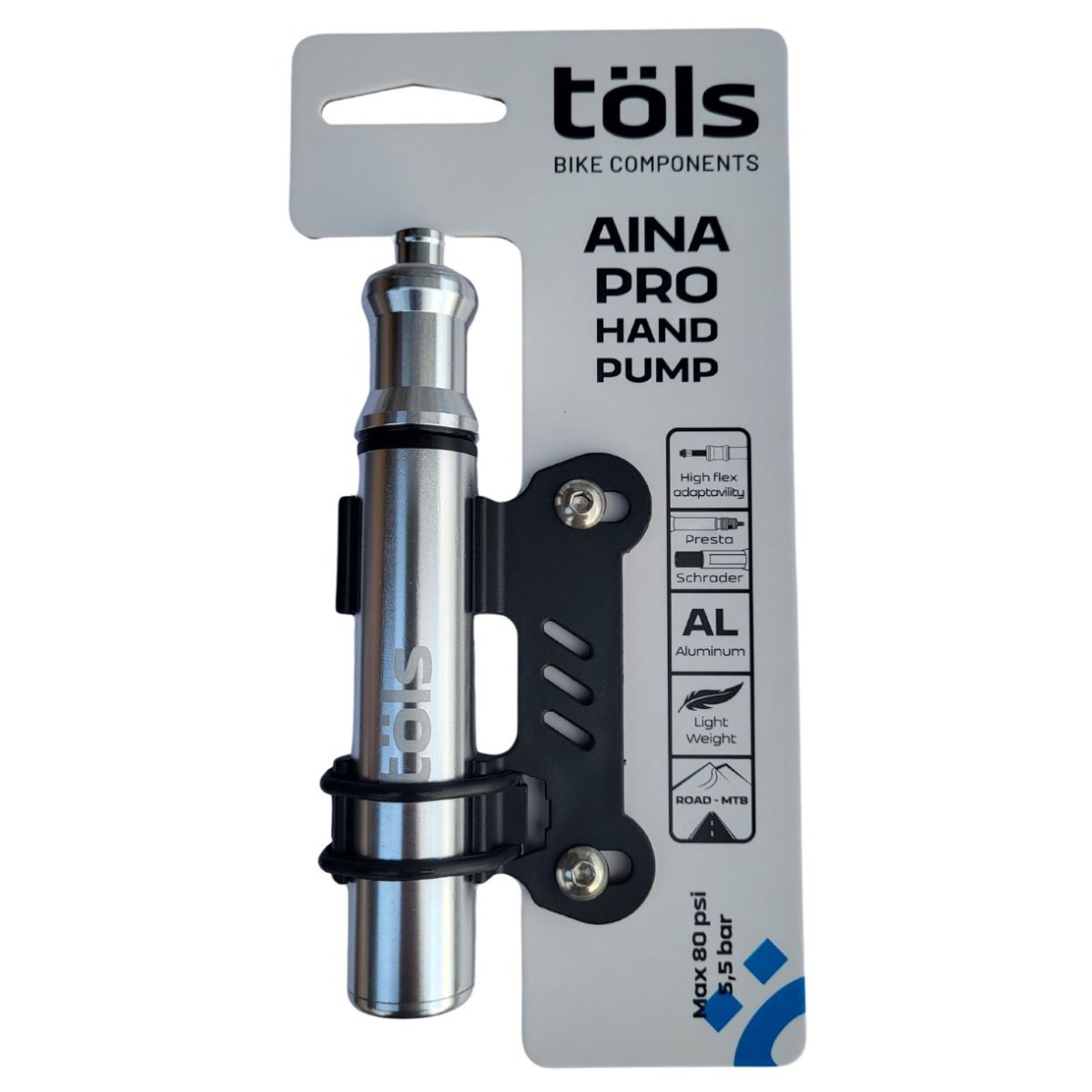 Töls Aina Pro Hand Pump Silver - TÖLS - Cyclehub.dk